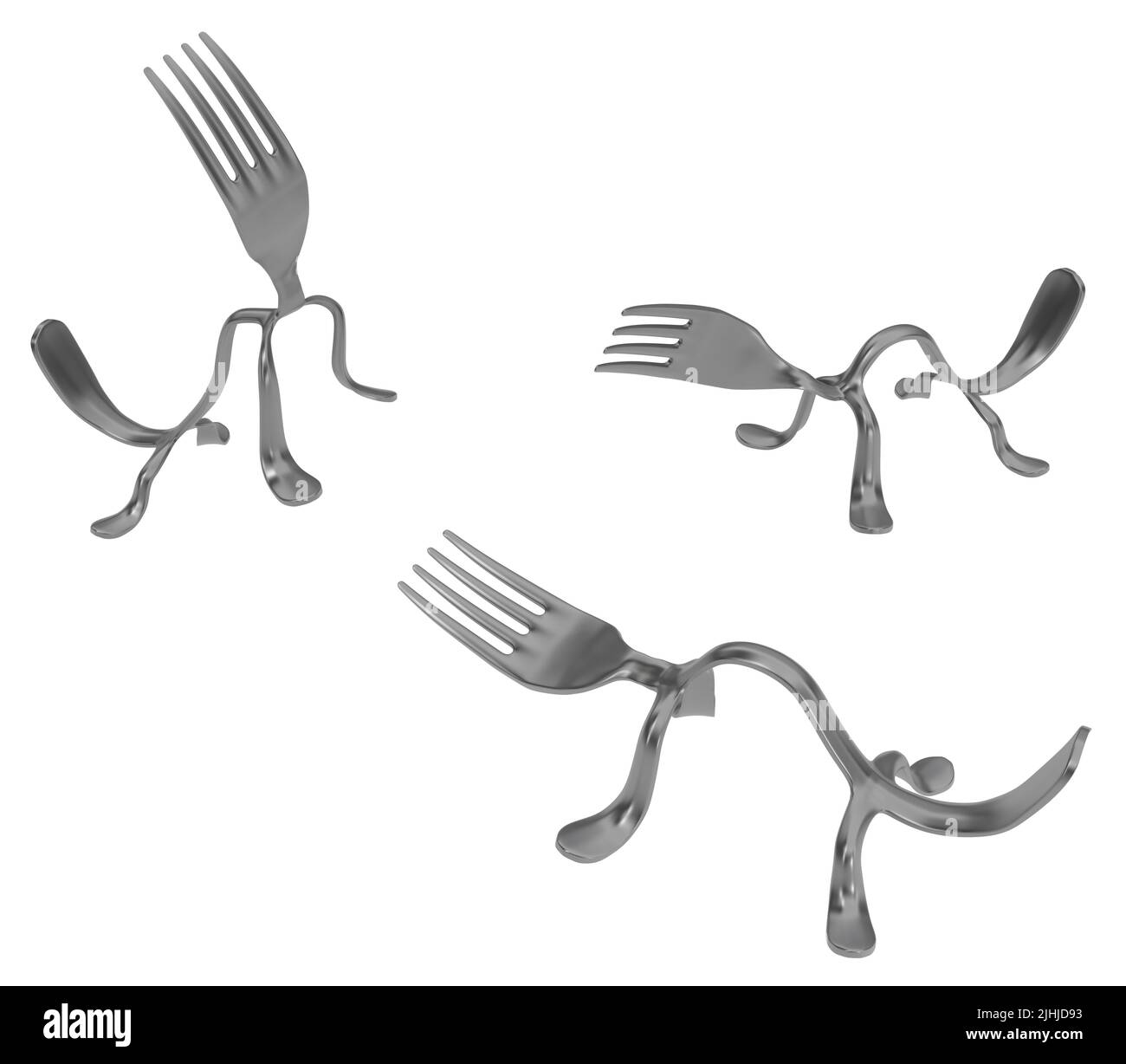 Fork metal animal creature aggressive, 3d illustration, horizontal ...