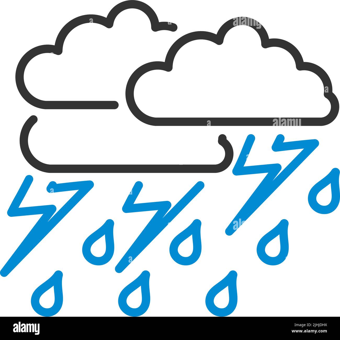 Thunderstorm Icon. Editable Bold Outline With Color Fill Design. Vector ...