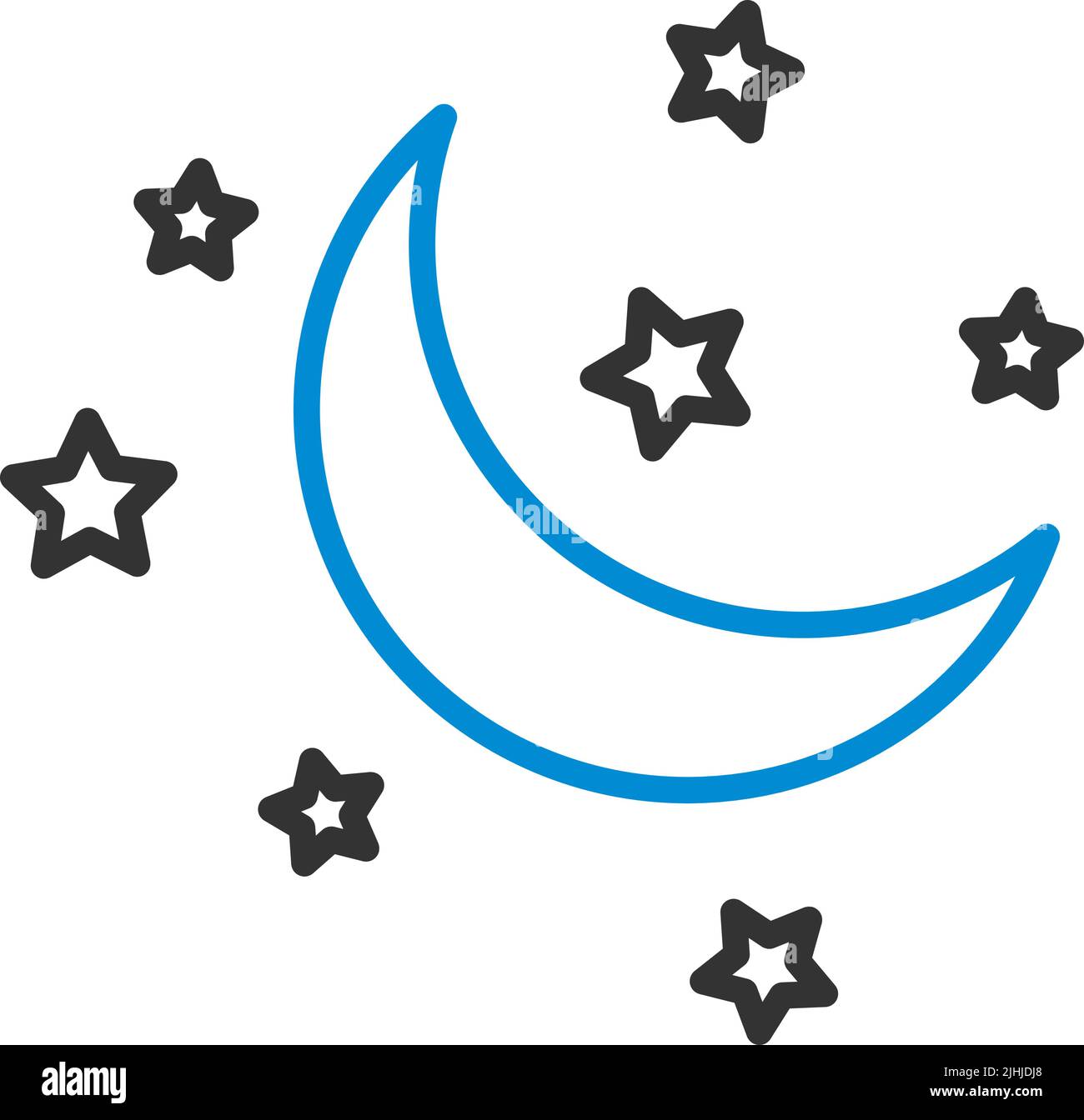 Night Icon. Editable Bold Outline With Color Fill Design. Vector ...