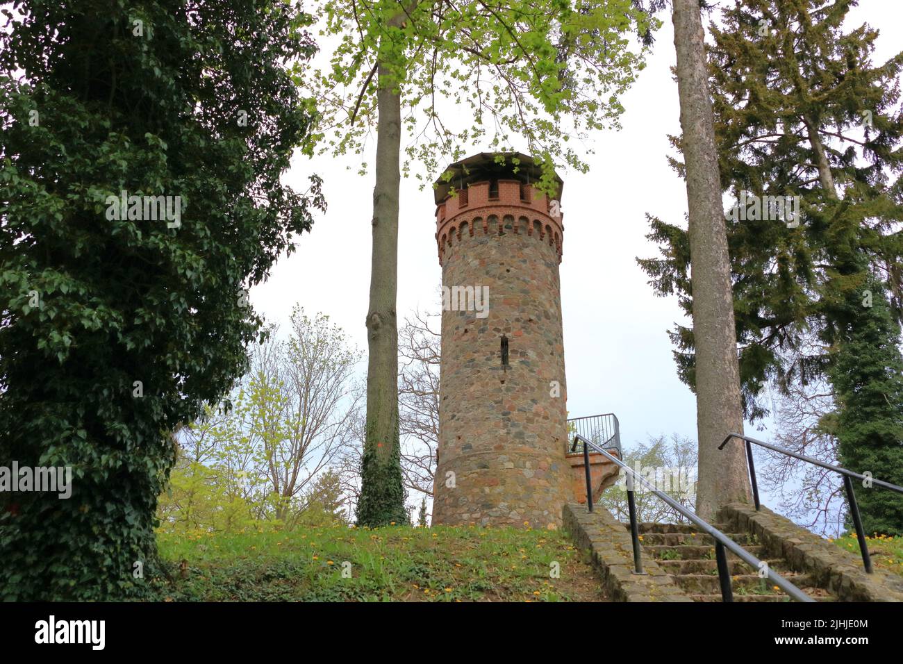 the Old red brick tower Askania Askaniaturm in Wildau Schorfheide near ...