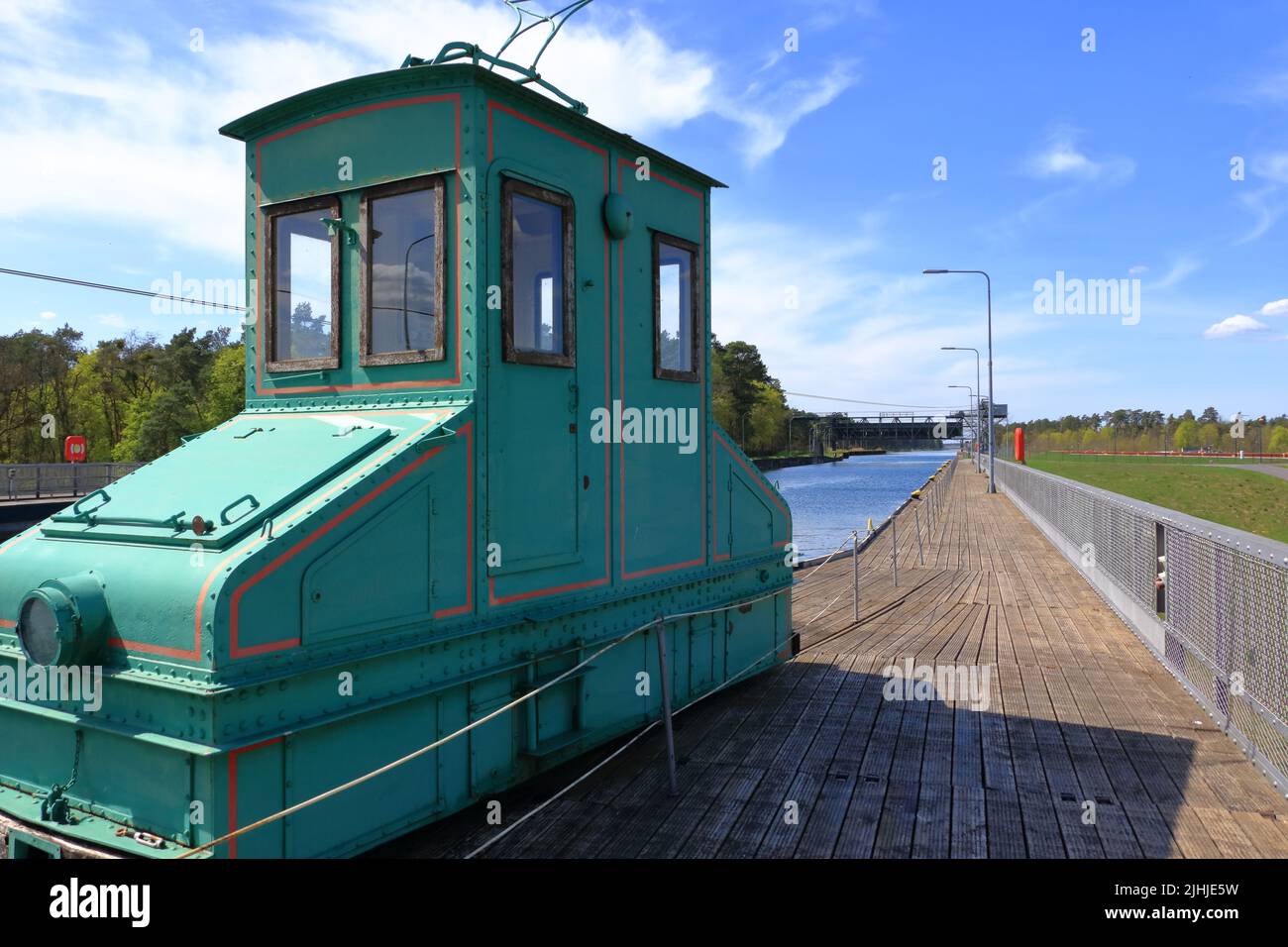 view of the old Niederfinow ship lift, Oder Havel Canal, Brandenburg in ...