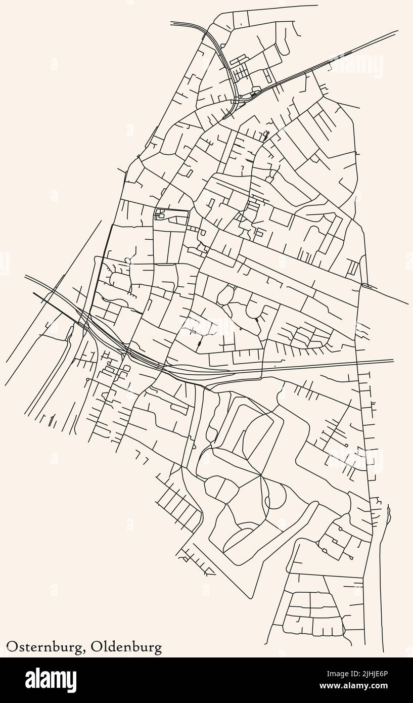 Street roads map of the OSTERNBURG DISTRICT, OLDENBURG Stock Vector ...