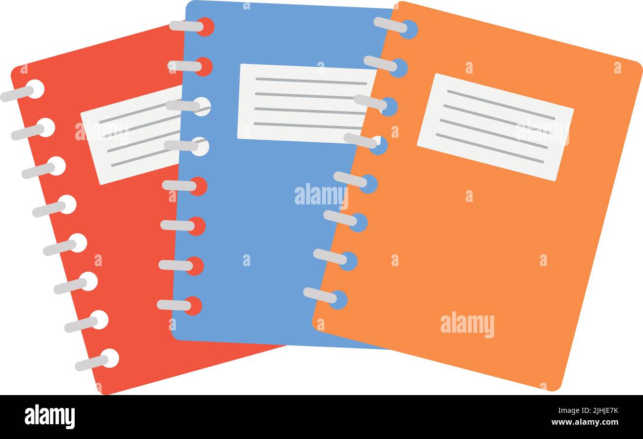 Three school notebooks on a white background - Vector illustration ...