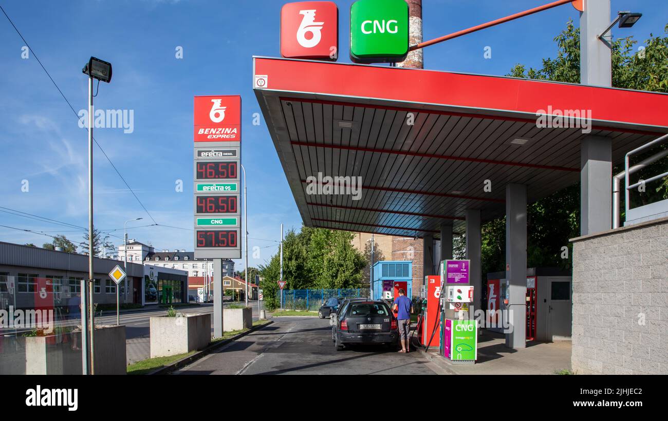Self-Service Fuel Station Benzina in Ostrava, Ruska street, Czech ...