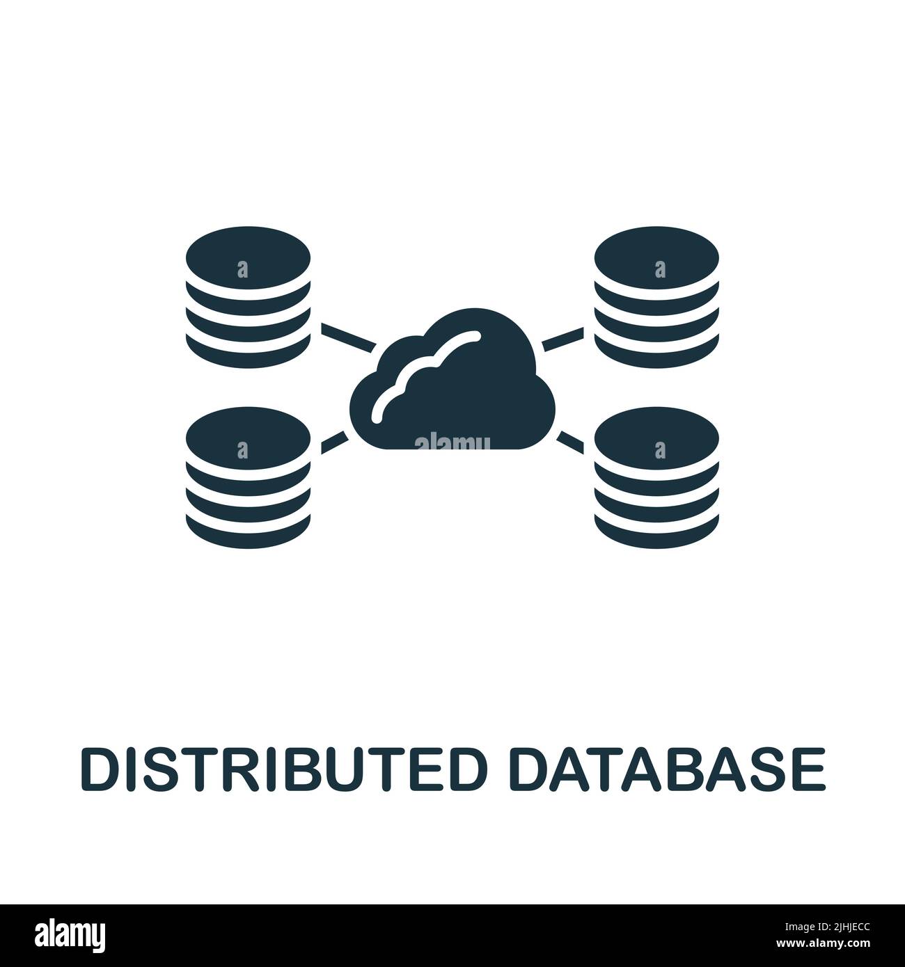 Distributed Database icon. Monochrome simple line Data Science icon for ...