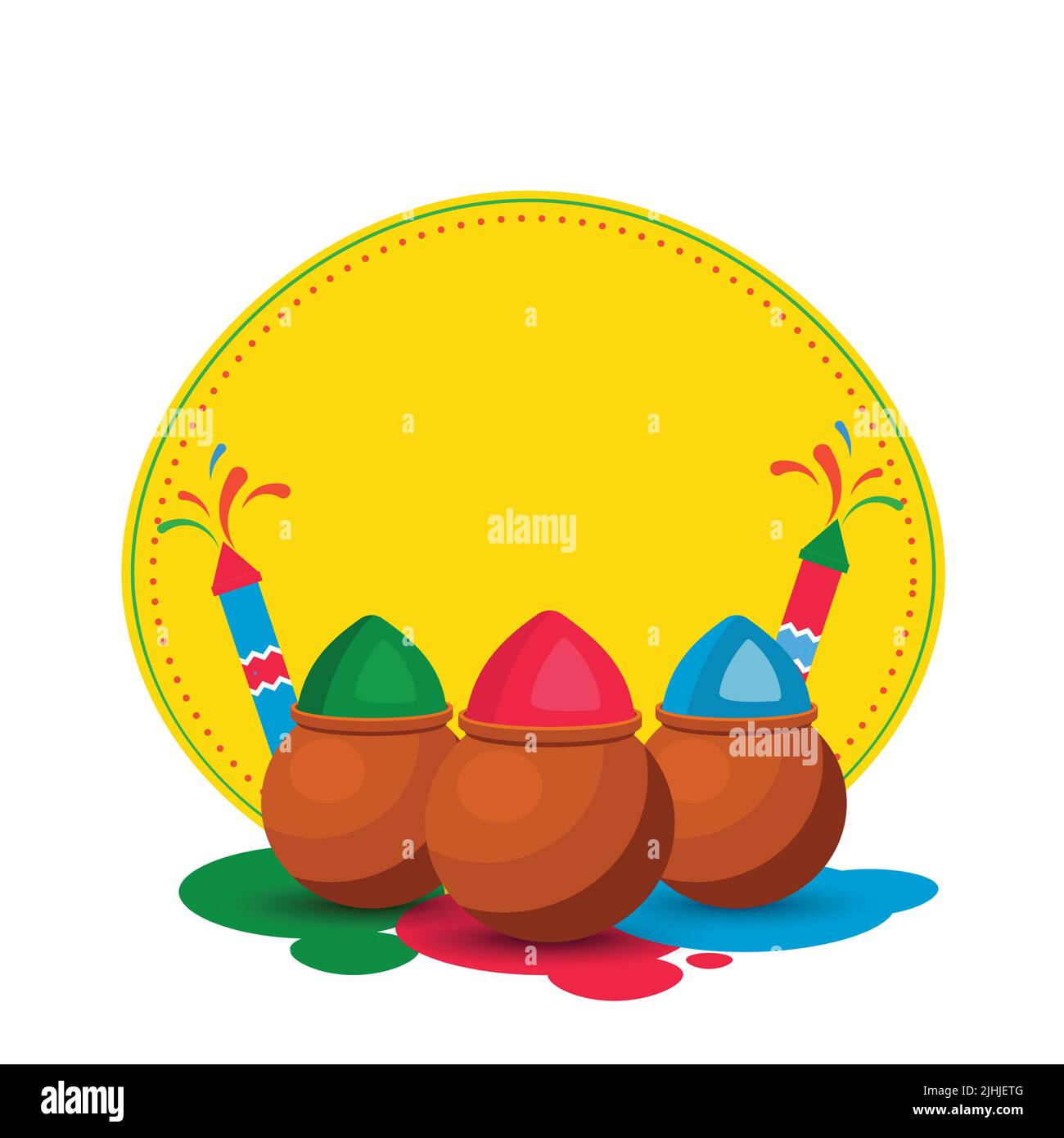 Vector Illustration Of Powder Color (Gulal) In Mud Pots With Water Gun ...