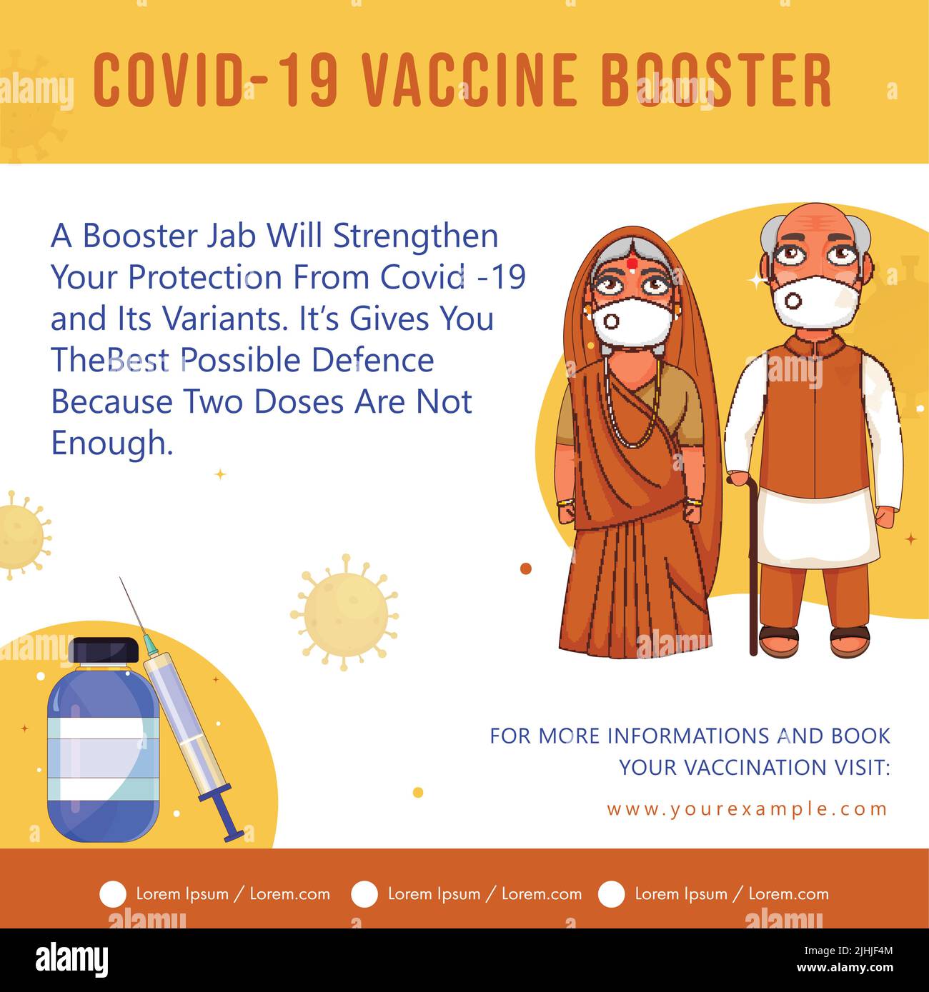Covid-19 Vaccine Booster Doses Poster Design With Old Couple Character ...