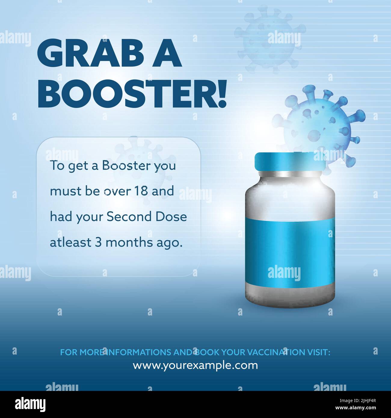 Grab A Booster Shot Poster Design With Vaccine Bottle And Coronavirus ...