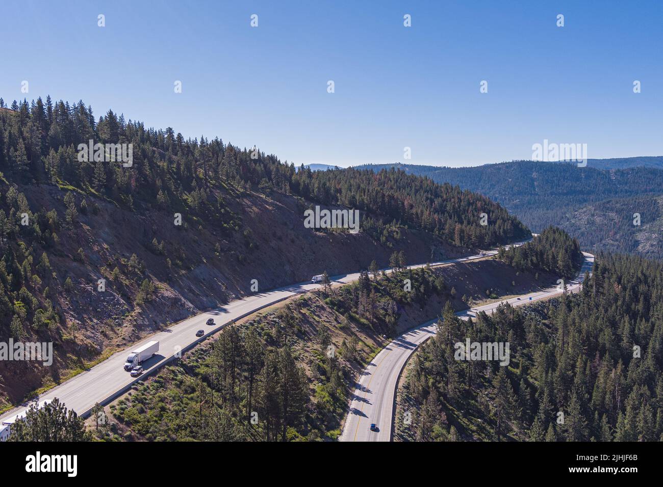 Traffic drives along an interstate highway in northern California's ...