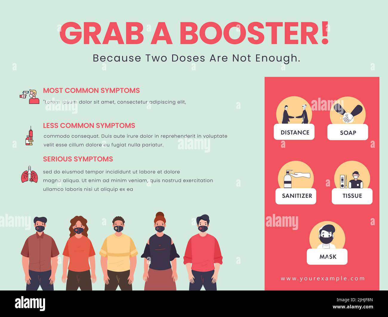 Covid Booster Shots Poster Design With Symptoms, Prevention Information ...