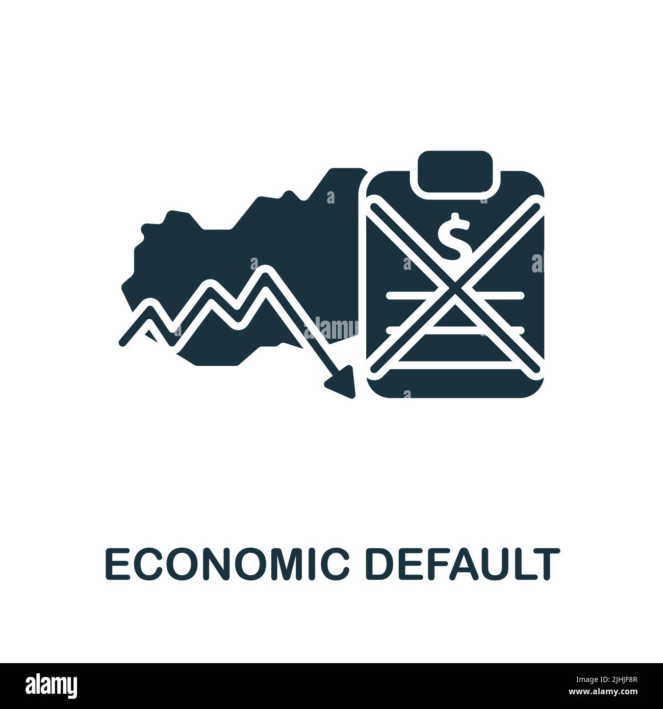 Economic Default icon. Monochrome simple line Economic Crisis icon for ...