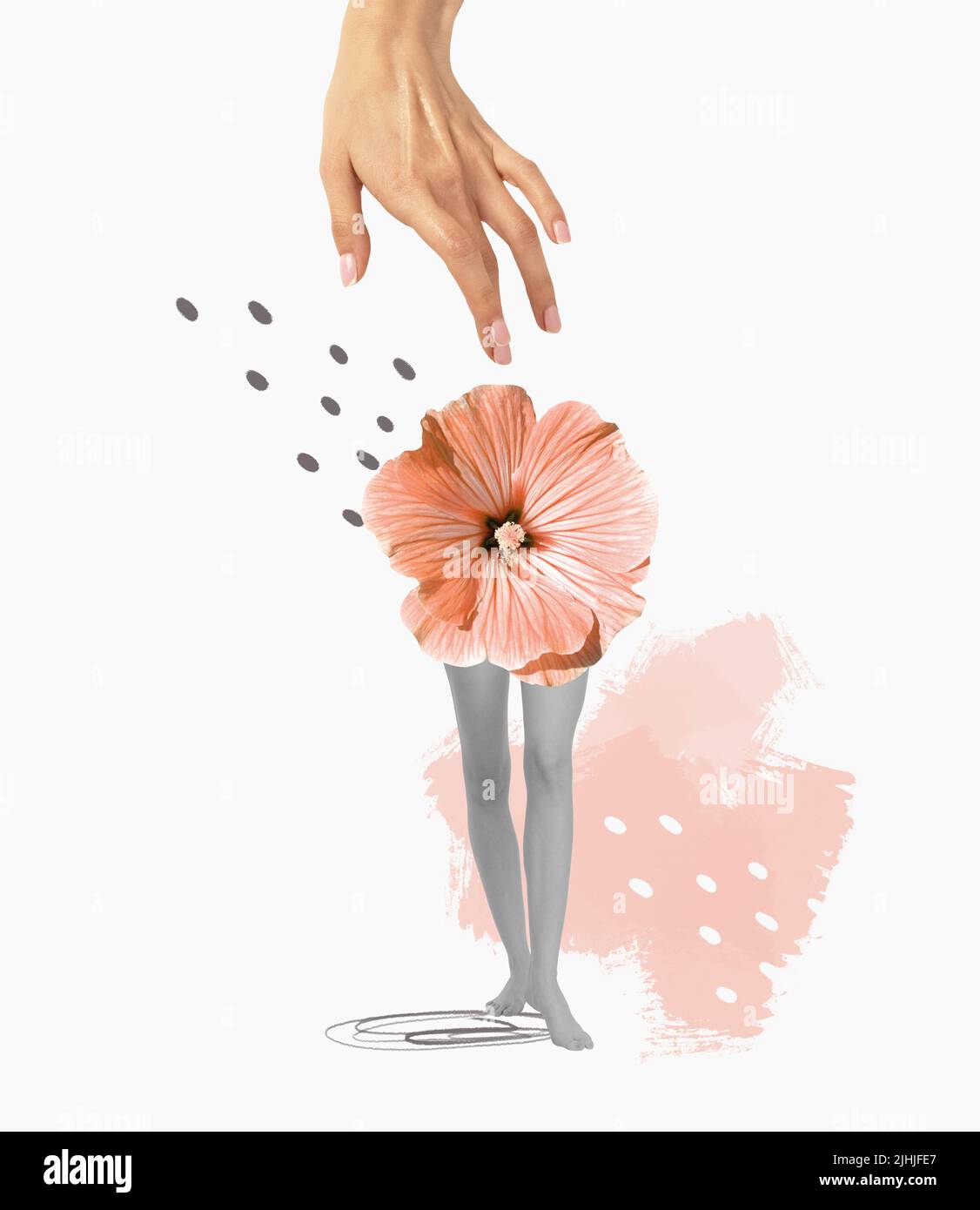 Contemporary art collage. Conceptual image with female legs and flower ...