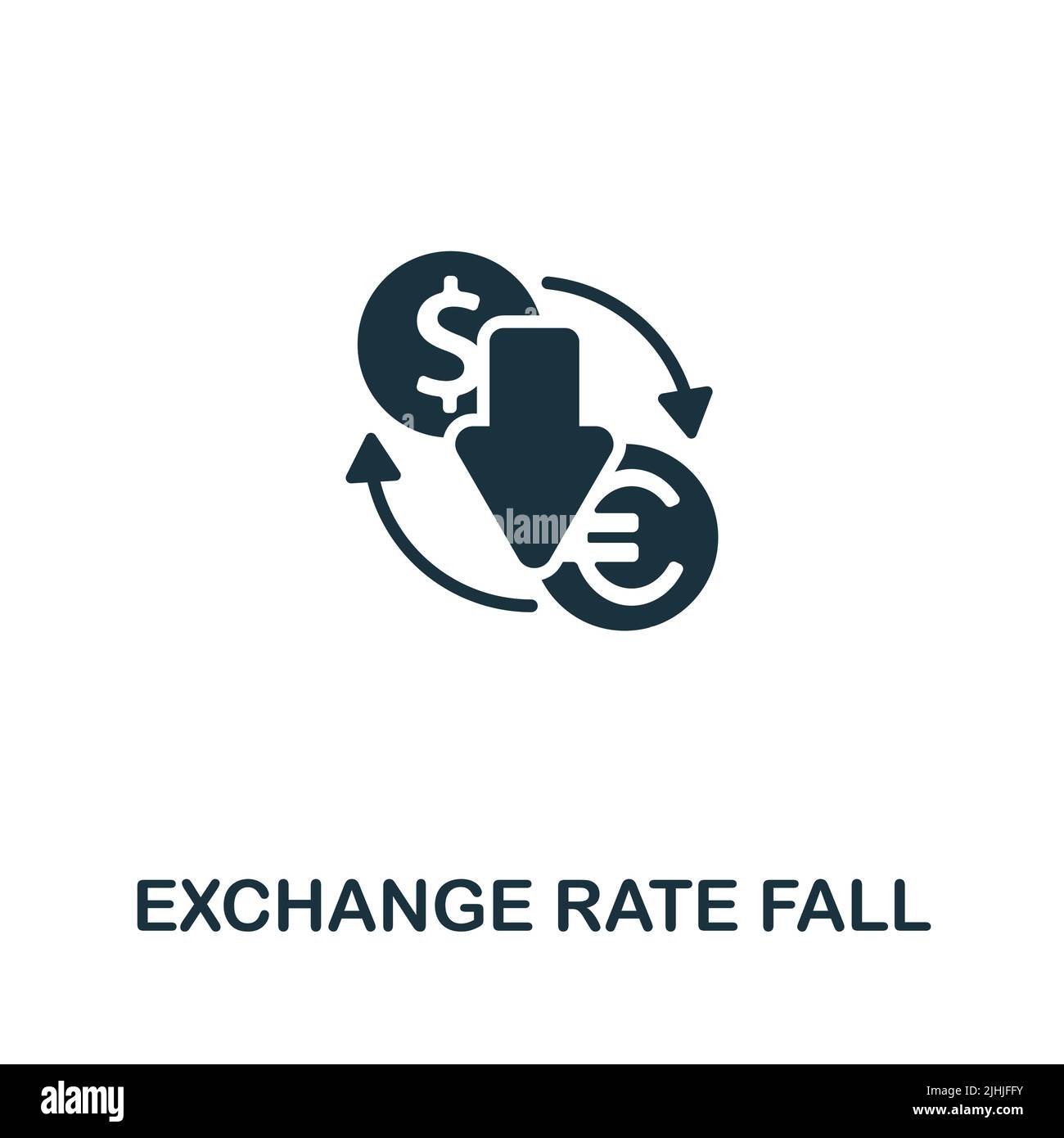 Exchange Rate Fall icon. Monochrome simple line Economic Crisis icon ...