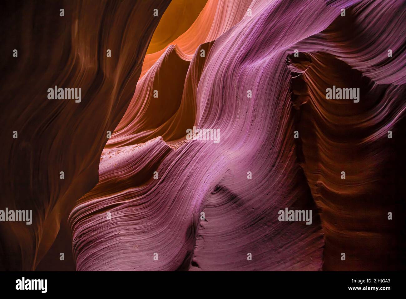 Purple ripples in Lower Antelope Canyon, Arizona, United States Stock ...