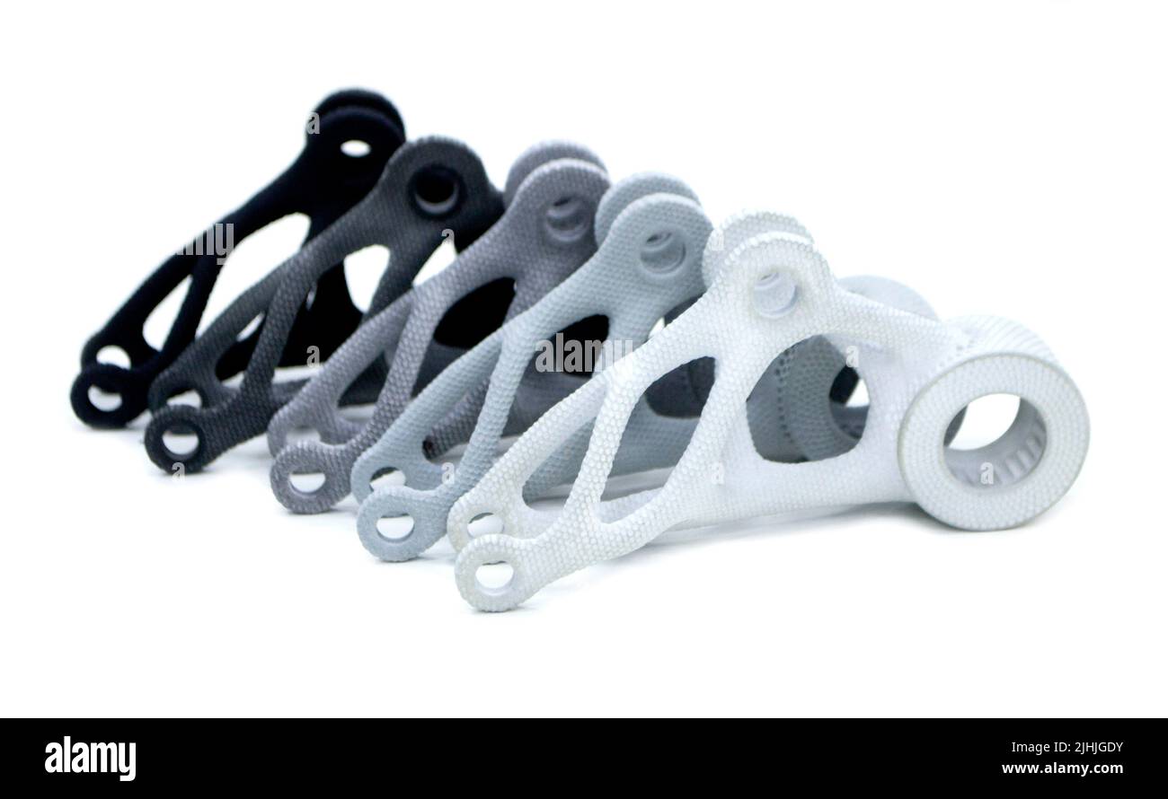 Models printed on 3D printer isolated on white background. Object ...