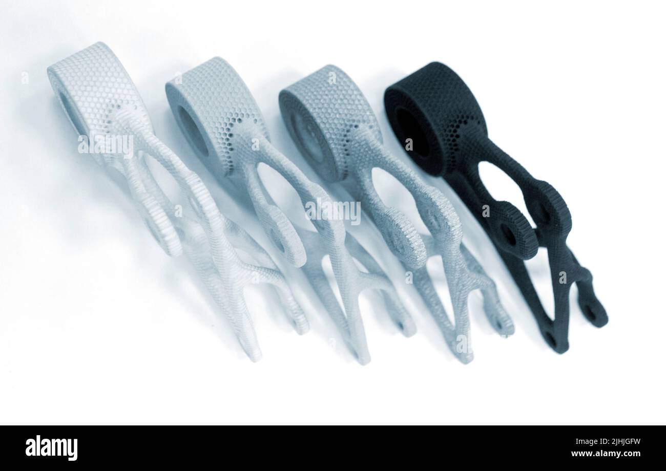 Models printed on 3D printer isolated on white background. Object ...