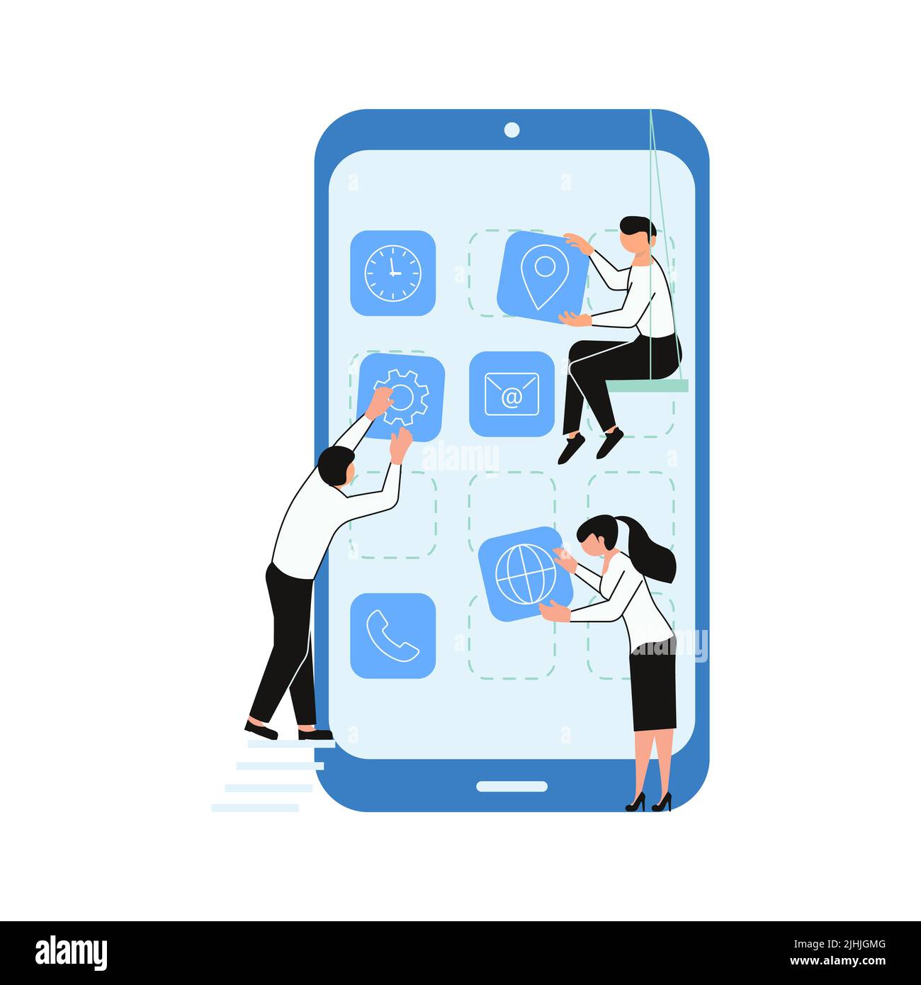 Installing update process with people characters Stock Photo - Alamy