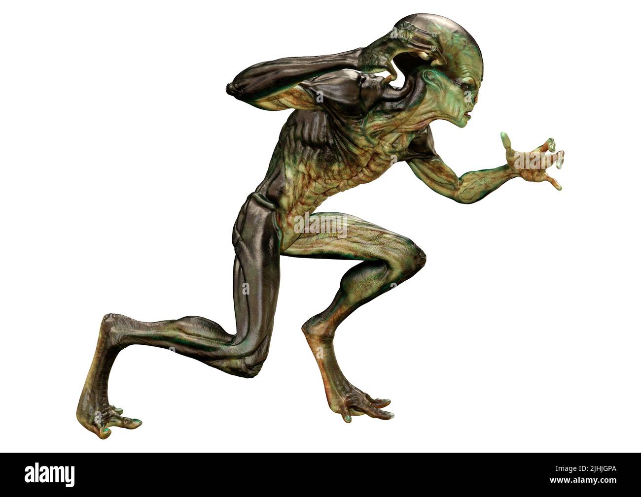 3D rendering of a green alien isolated on white background Stock Photo ...