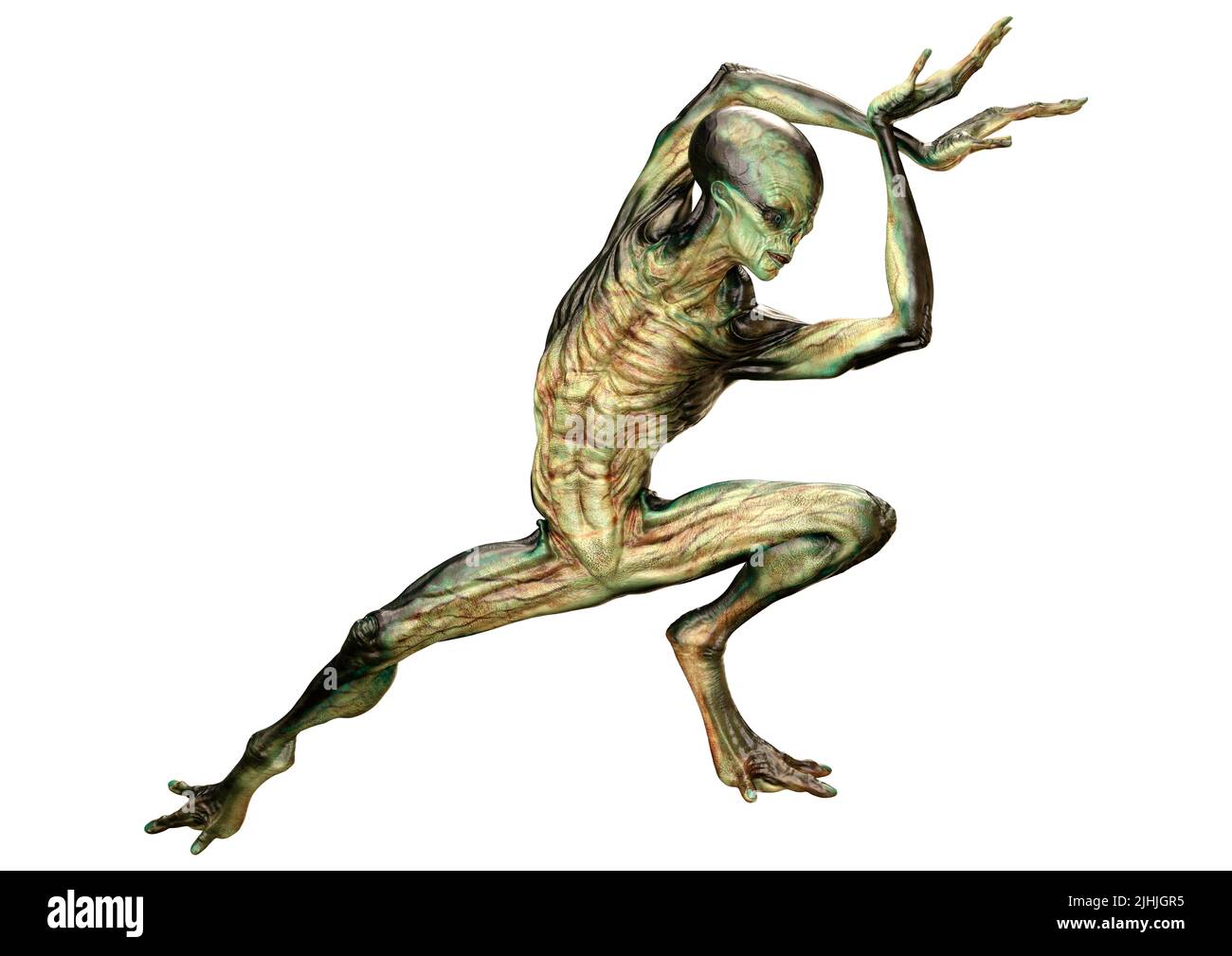 3D rendering of a green alien isolated on white background Stock Photo ...