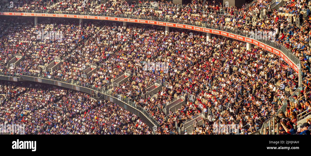 Full house of football fans spectators at 2021 AFL Grand Final at Optus ...