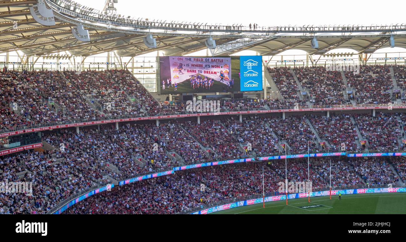 Full house of football fans spectators at 2021 AFL Grand Final at Optus ...