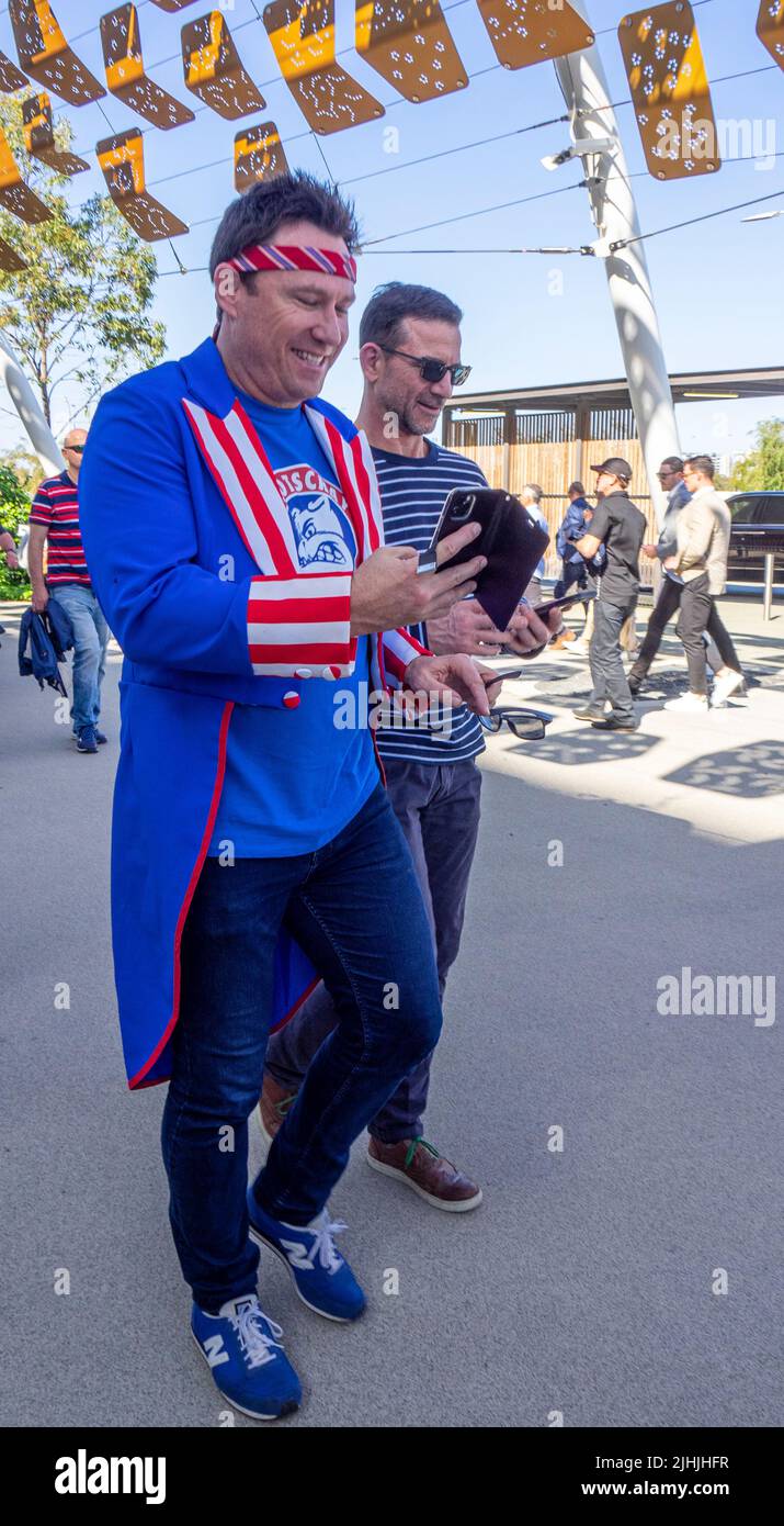 Western Bulldogs fans outside of Optus Stadium at 2021 AFL Grand Final ...