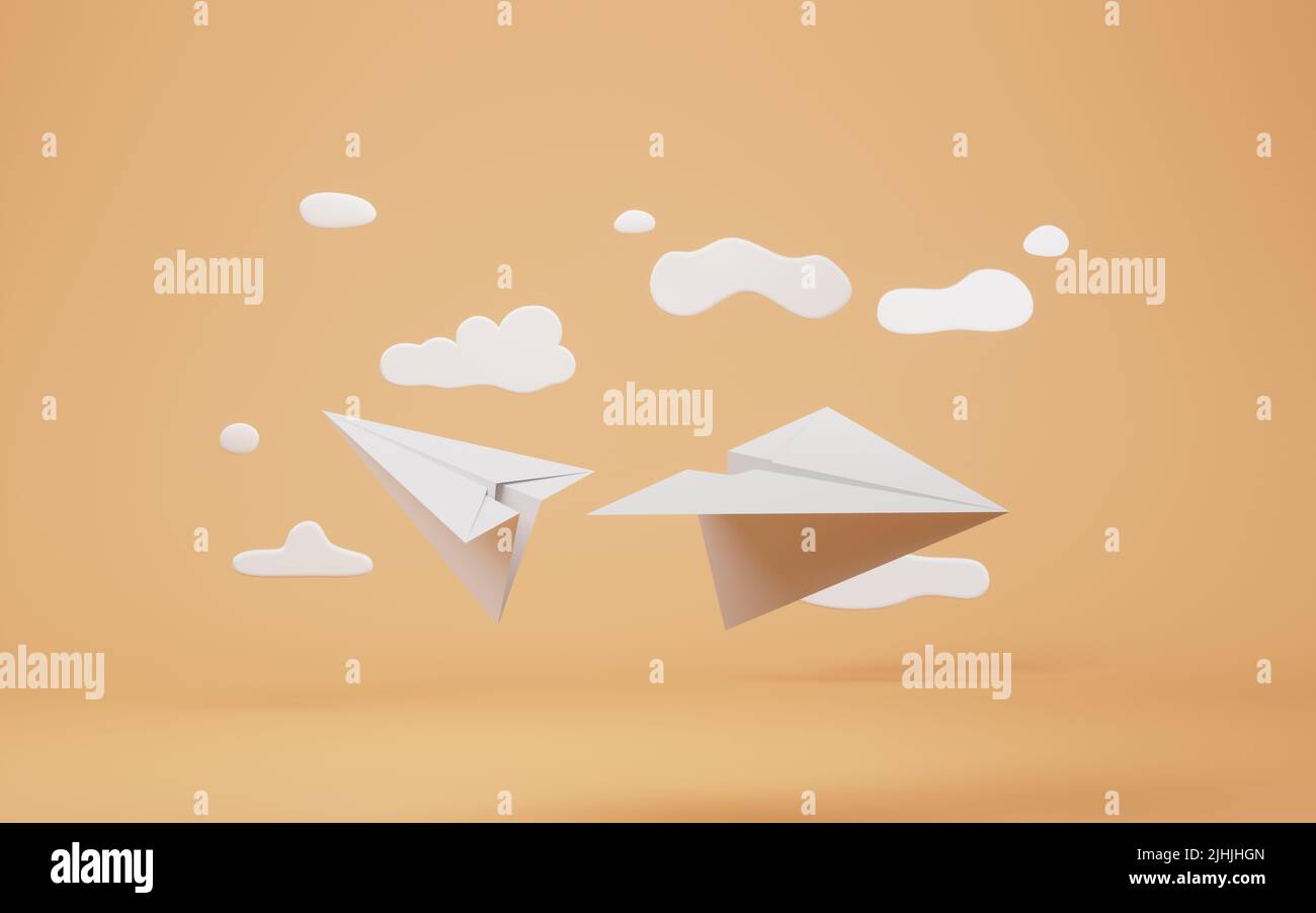 Paper air plane with cartoon style, 3d rendering. Computer digital ...