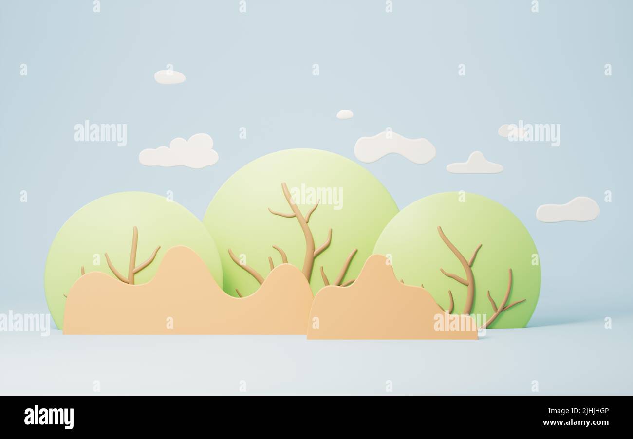 Park scene with cartoon style, 3d rendering. Computer digital drawing ...