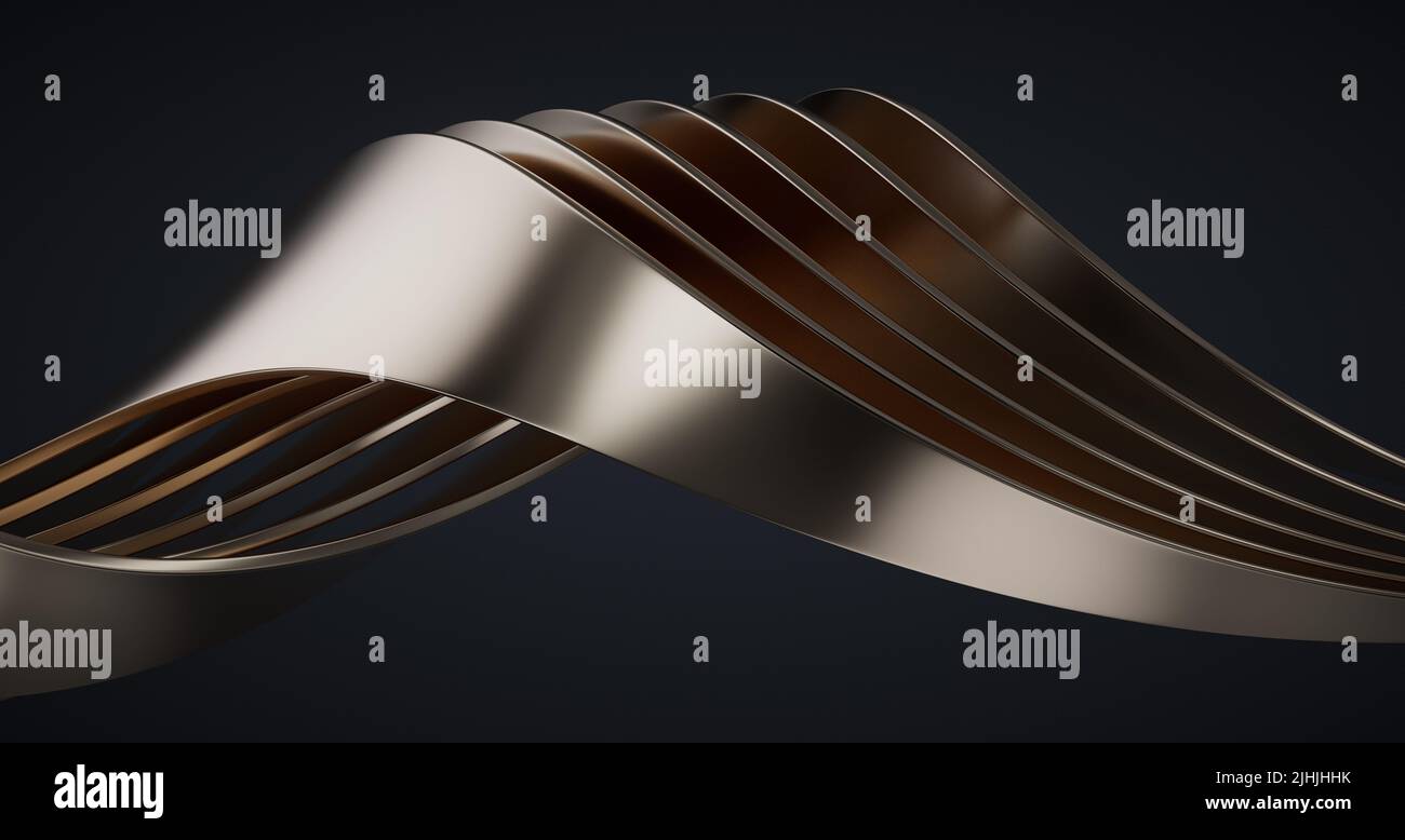 Metallic curve geometry background, 3d rendering. Computer digital ...