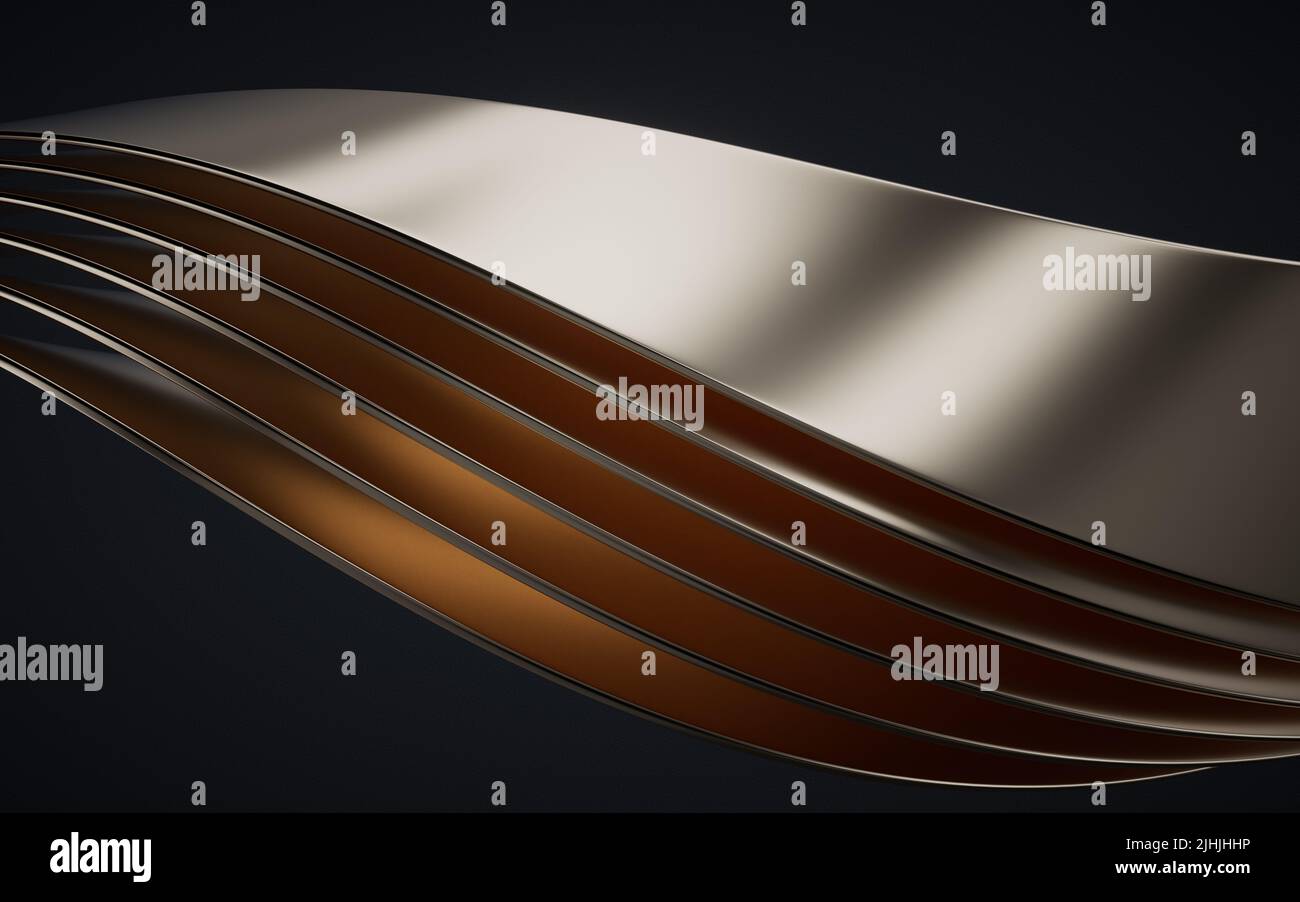 Metallic curve geometry background, 3d rendering. Computer digital ...