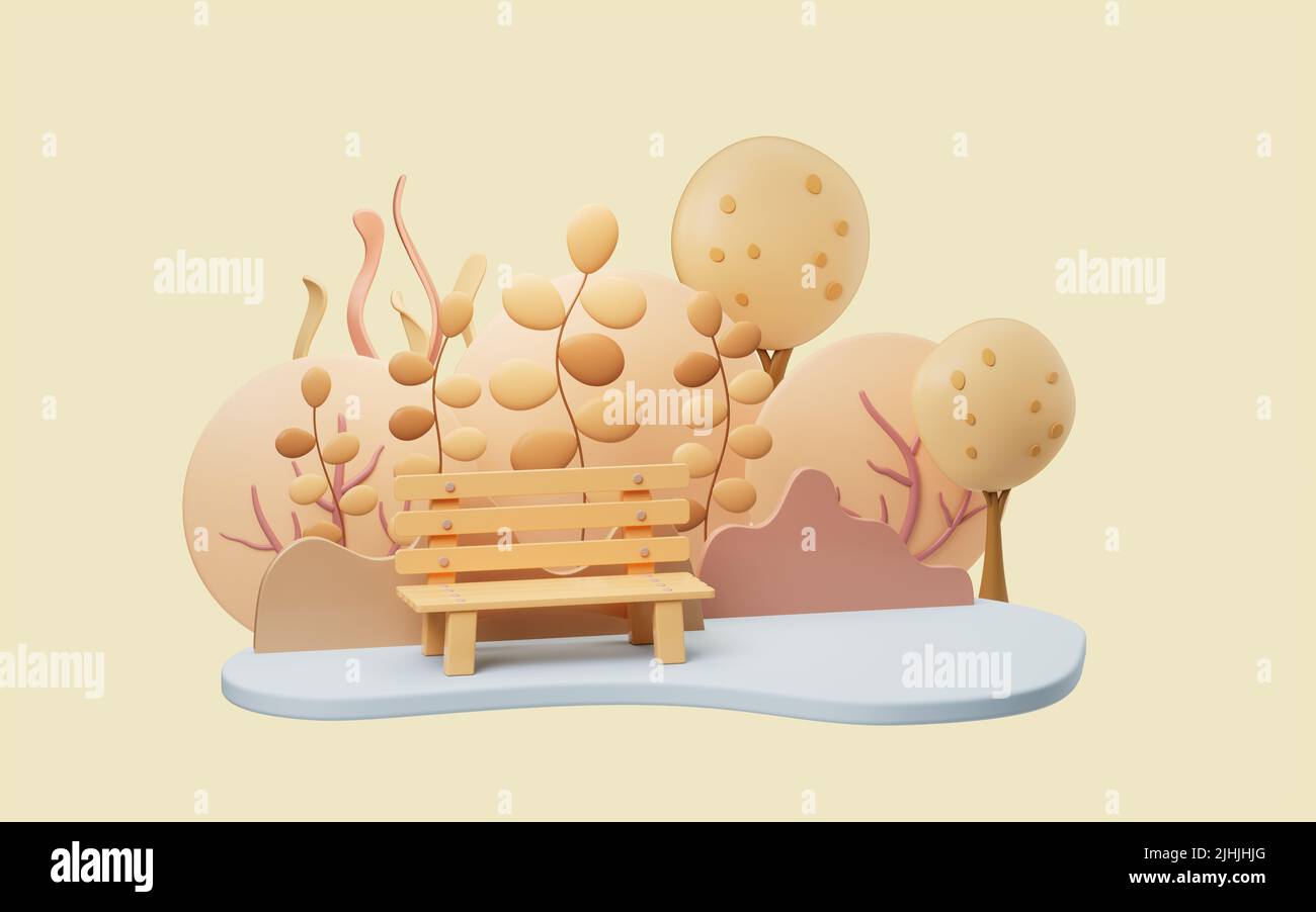 Park scene with cartoon style, 3d rendering. Computer digital drawing ...