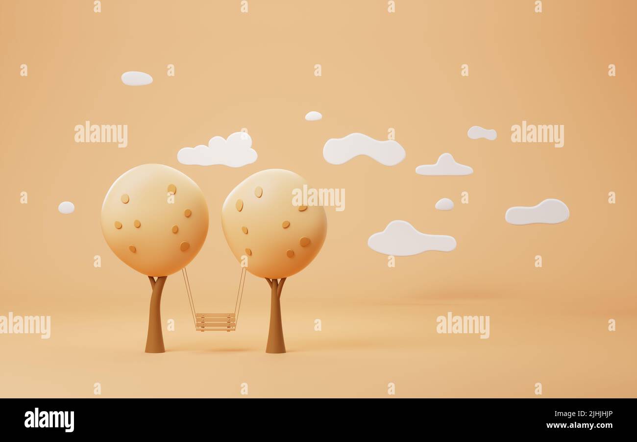 Park scene with cartoon style, 3d rendering. Computer digital drawing ...