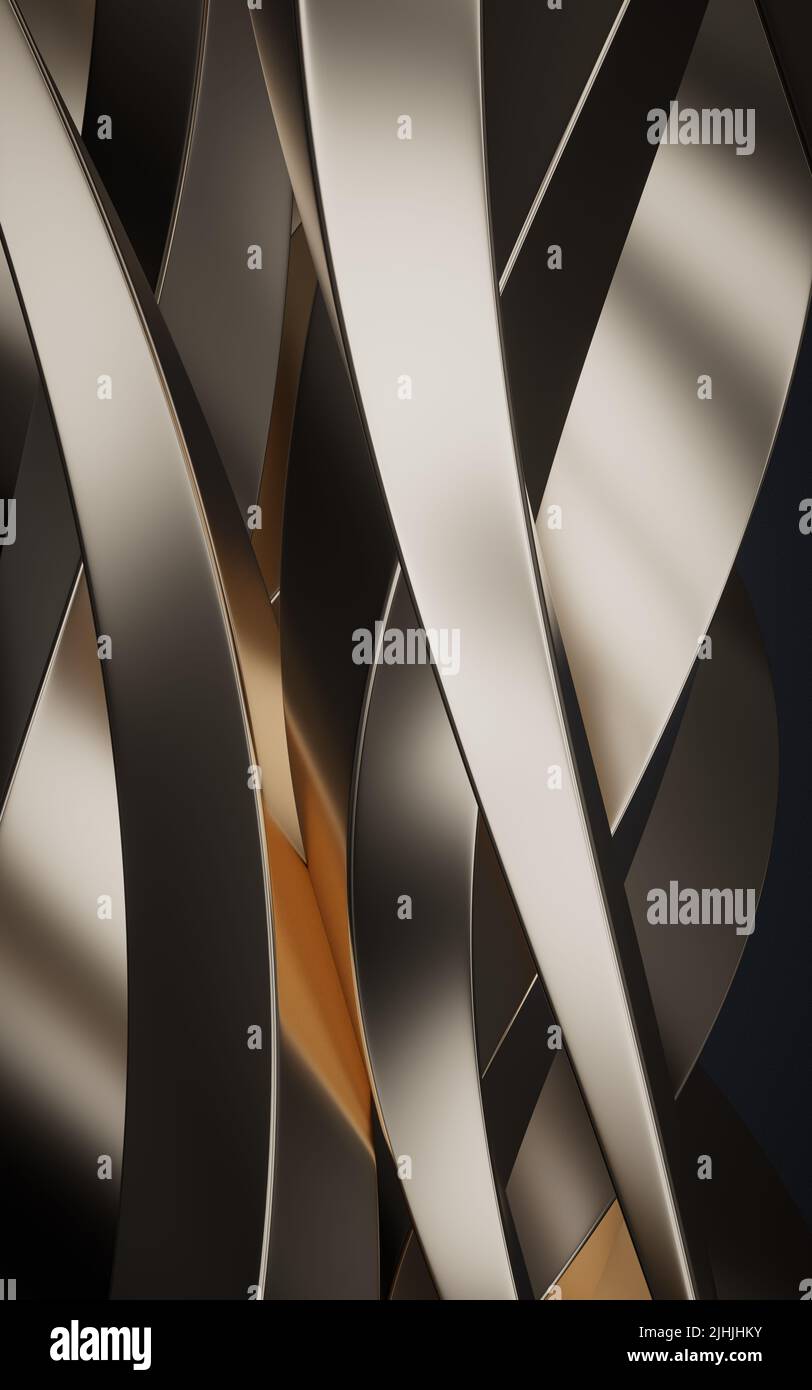 Metallic curve geometry background, 3d rendering. Computer digital ...
