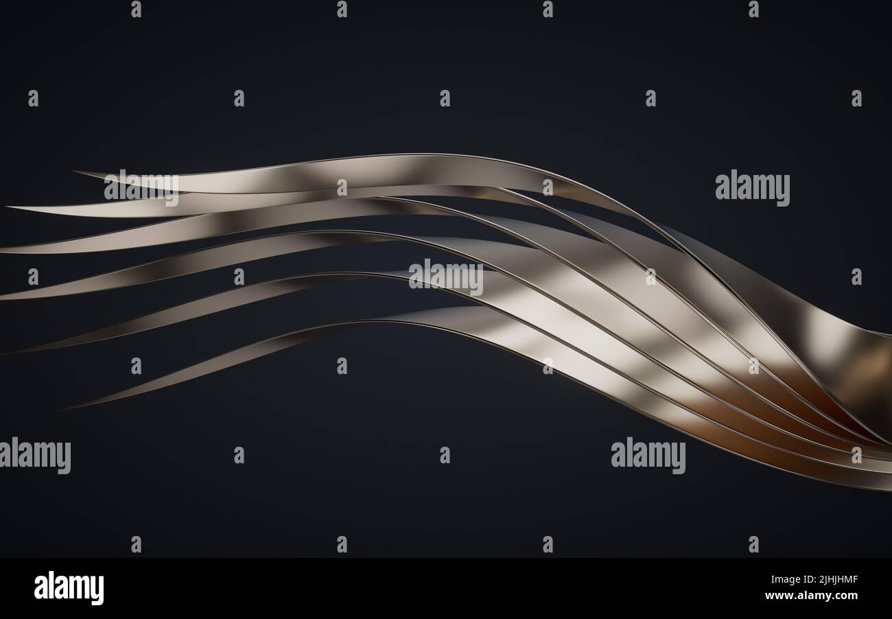 Metallic curve geometry background, 3d rendering. Computer digital ...