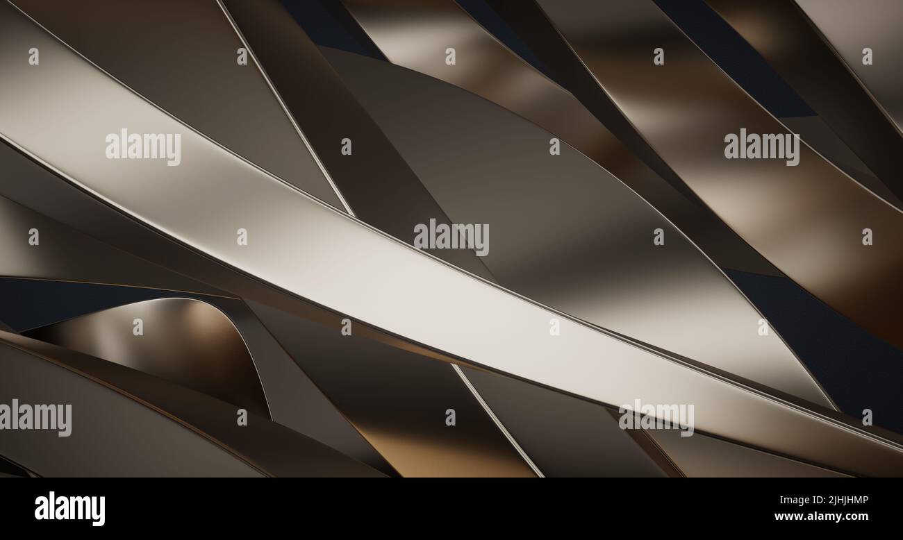 Metallic curve geometry background, 3d rendering. Computer digital ...