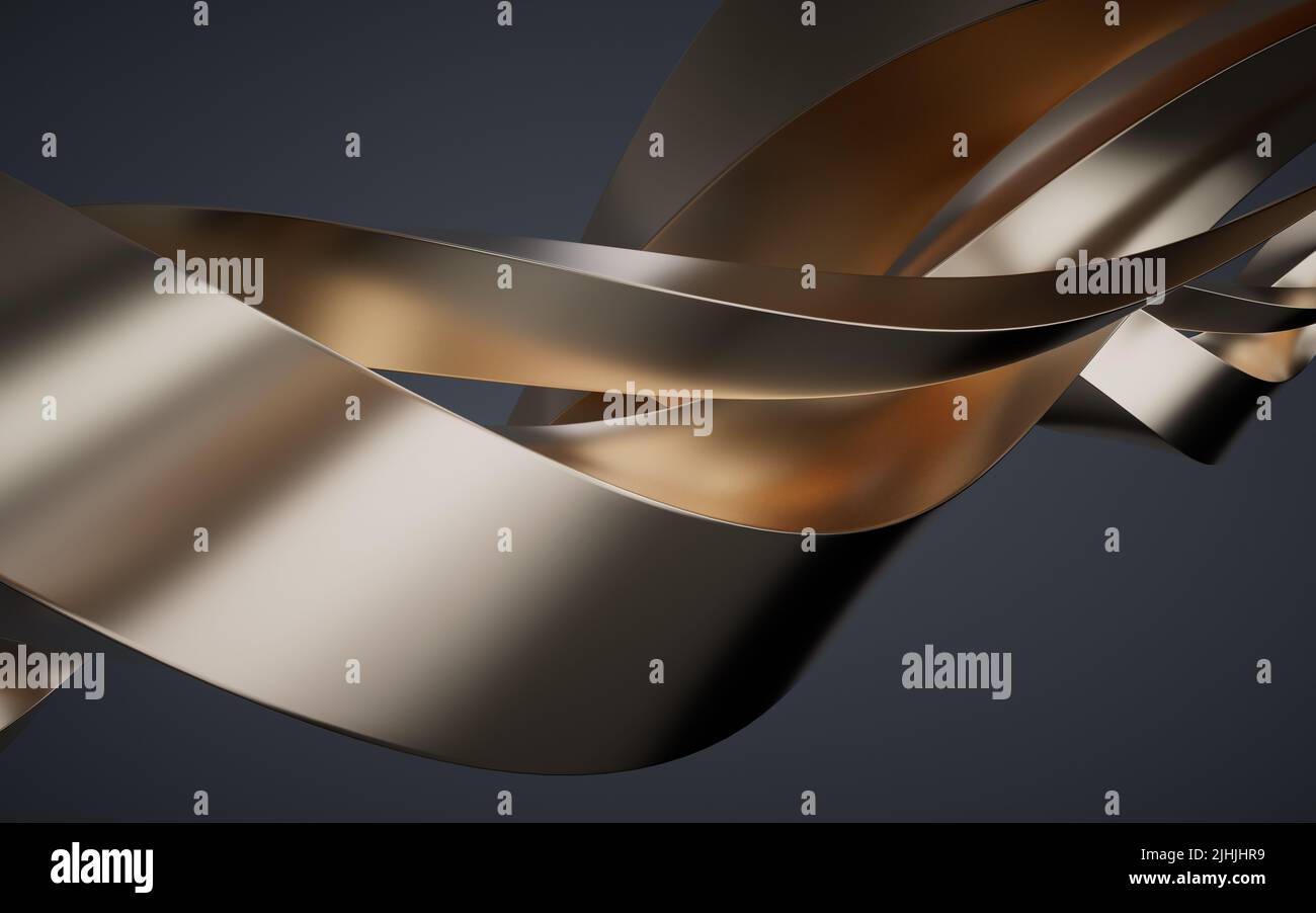 Metallic curve geometry background, 3d rendering. Computer digital ...