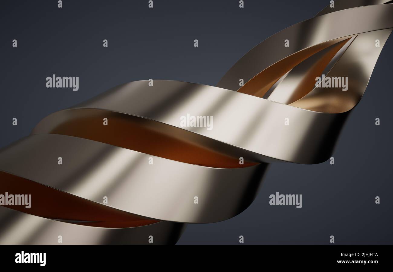 Metallic curve geometry background, 3d rendering. Computer digital ...