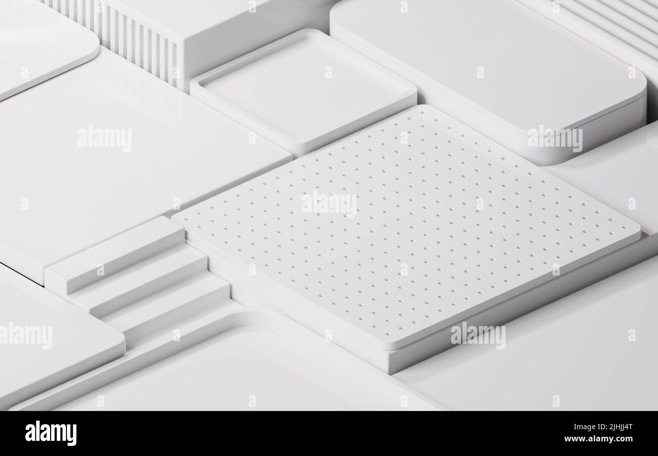 Empty geometric cube stages, 3d rendering. Computer digital drawing ...