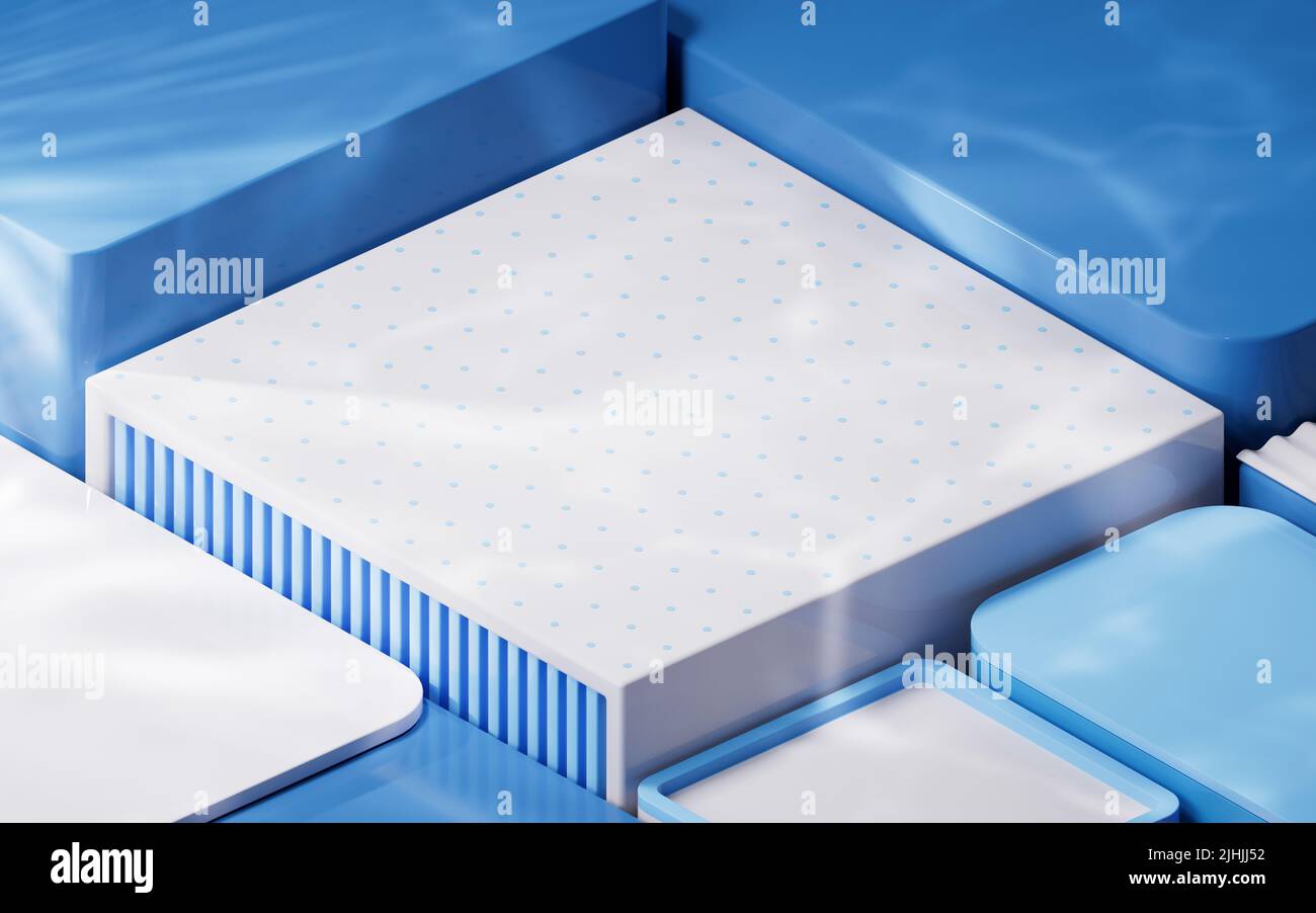 Empty geometric cube stages, 3d rendering. Computer digital drawing ...