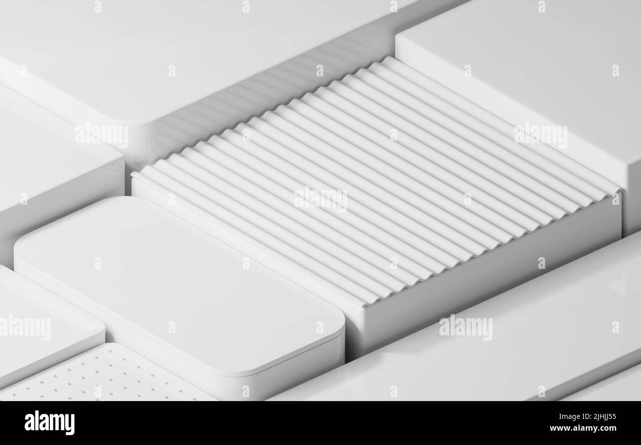 Empty geometric cube stages, 3d rendering. Computer digital drawing ...