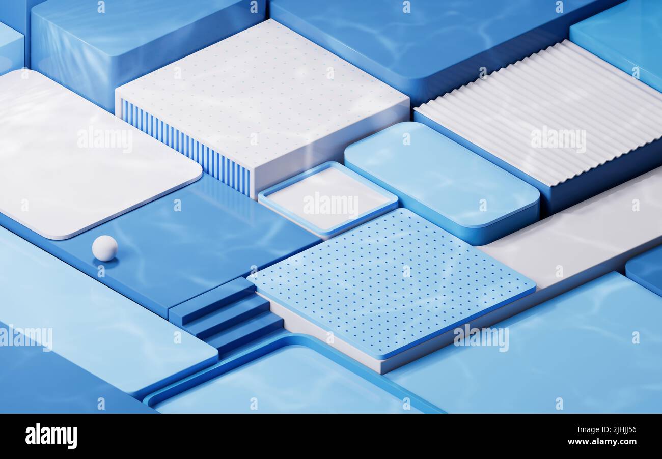 Empty geometric cube stages, 3d rendering. Computer digital drawing ...