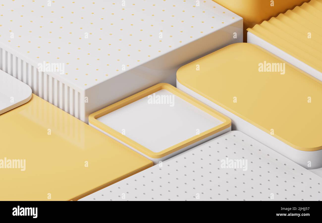 Empty geometric cube stages, 3d rendering. Computer digital drawing ...