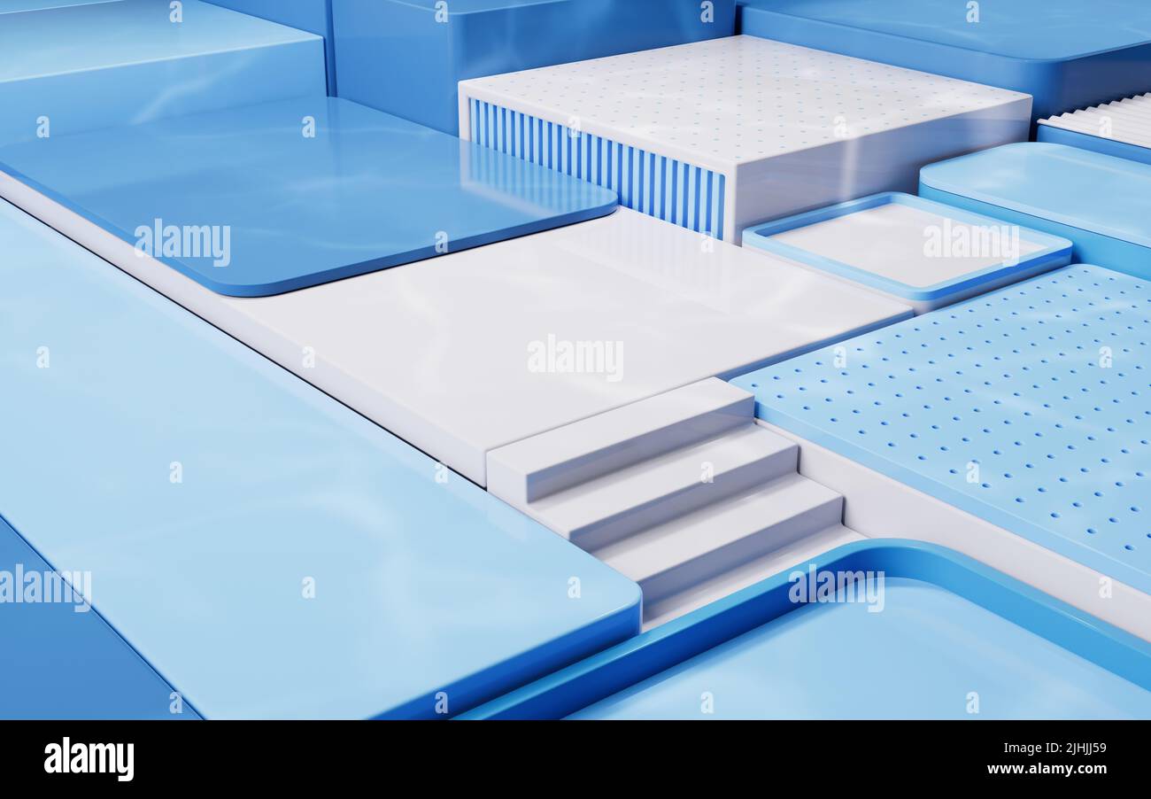 Empty geometric cube stages, 3d rendering. Computer digital drawing ...