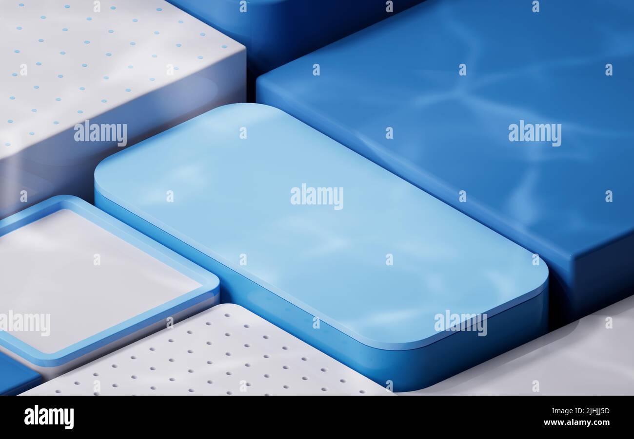 Empty geometric cube stages, 3d rendering. Computer digital drawing ...