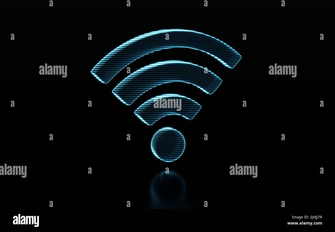 Wireless network technology with wifi sign, 3d rendering. Computer ...