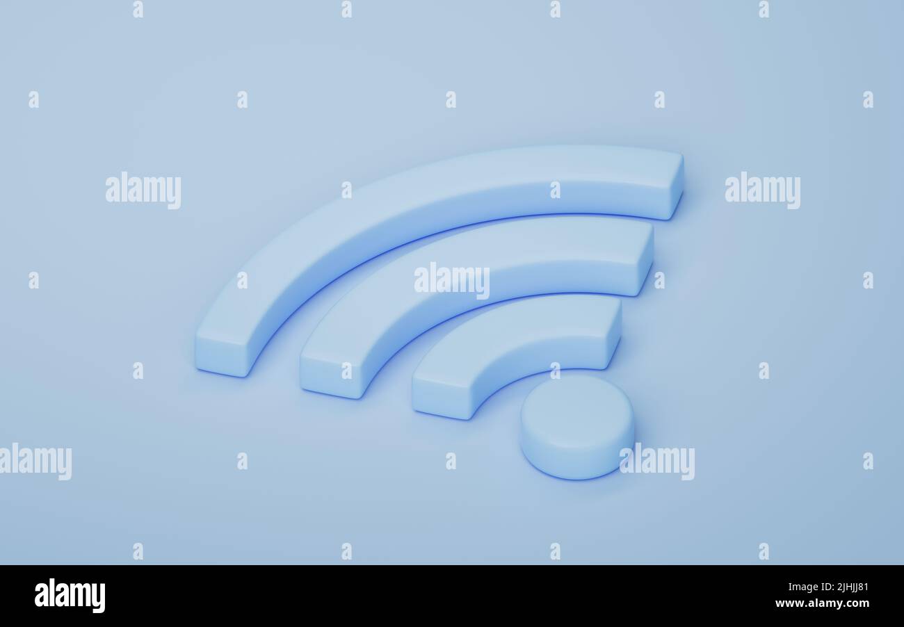 Wireless network technology with wifi sign, 3d rendering. Computer ...
