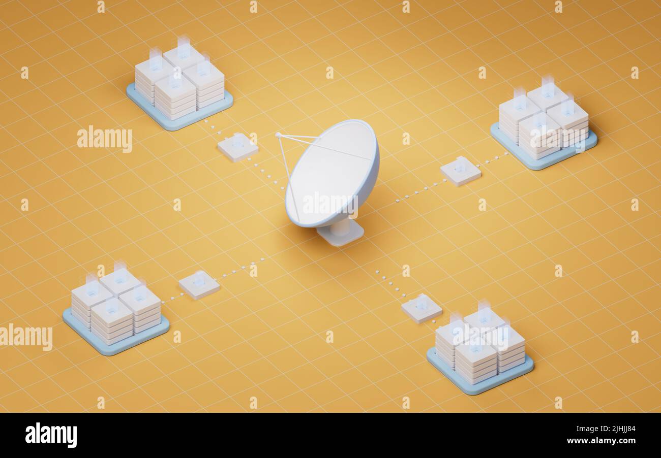 Radar antenna, aerospace and communications concept, 3d rendering ...