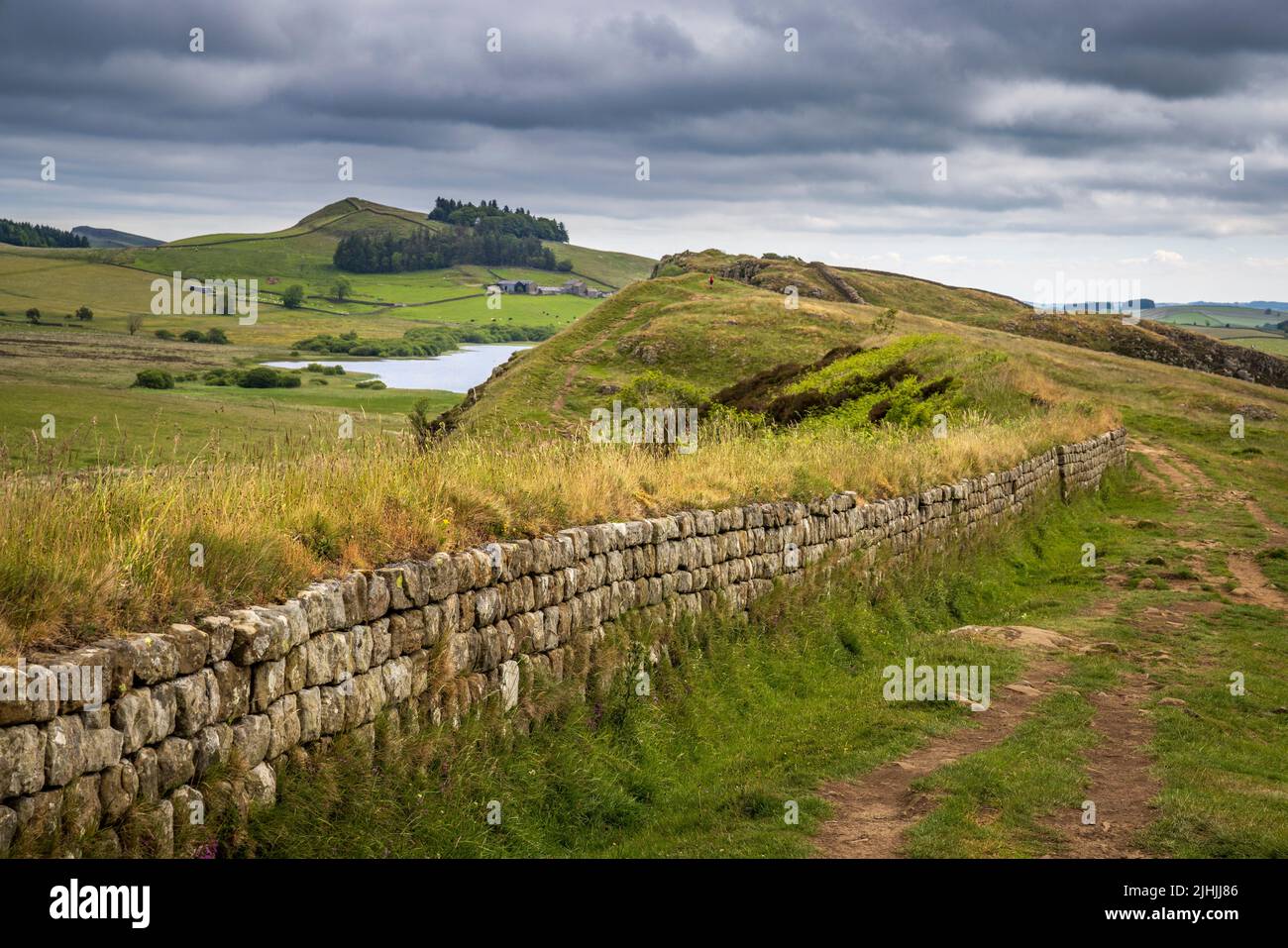 East along Hadrian’s Wall towards Milecastle 39 and Sycamore Gap at ...