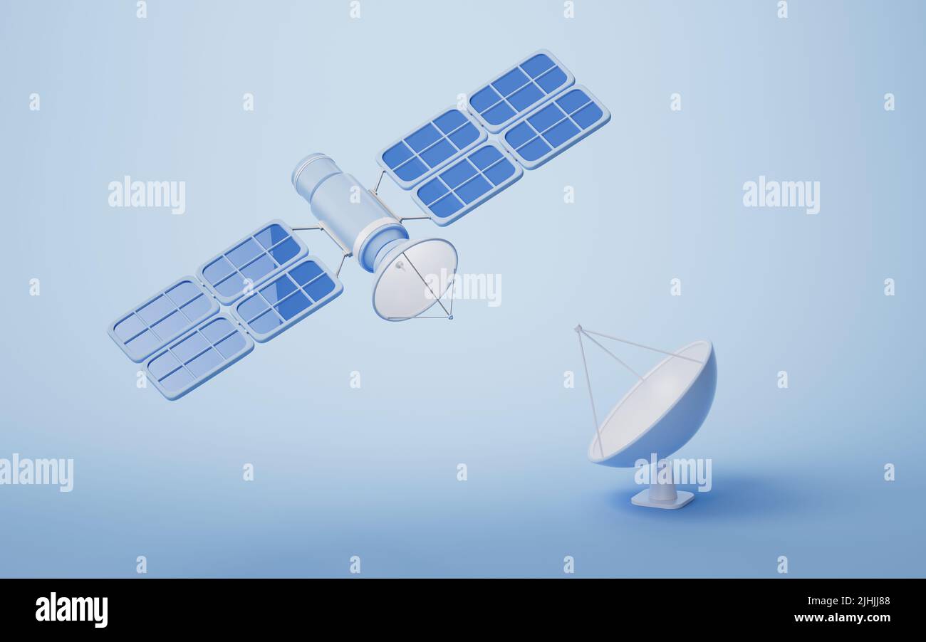 Space orbital satellite, aerospace and communications concept, 3d ...