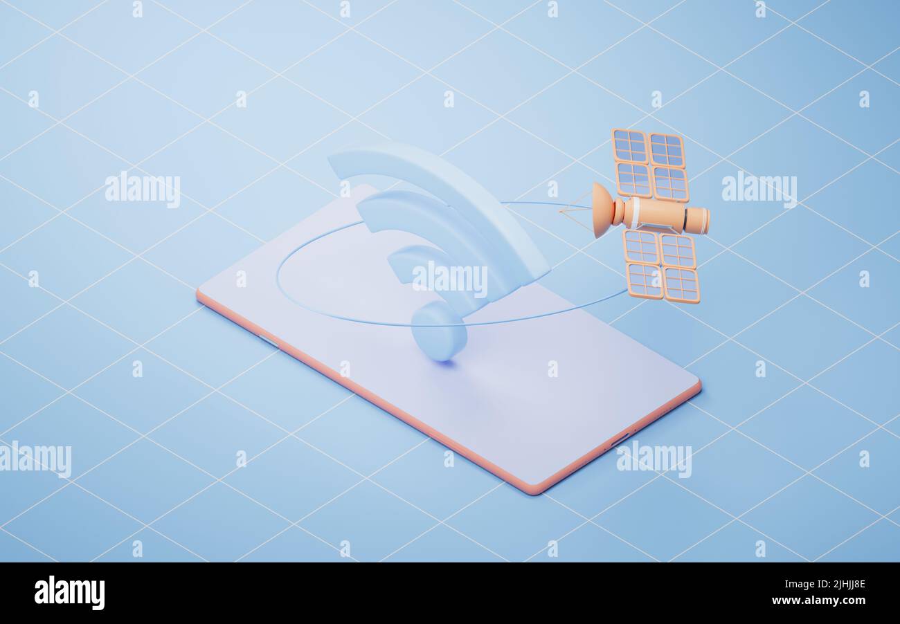 Wireless network technology with wifi sign, 3d rendering. Computer ...